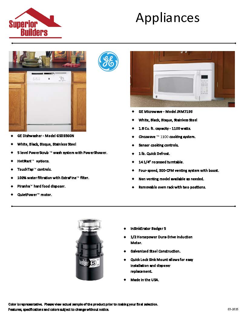 Appliances – Superior Builders